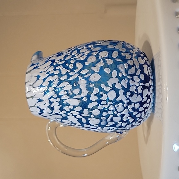 Art Glass | Dining | Ocean Blue Blown Glass Splatter Mini Pitcher ...